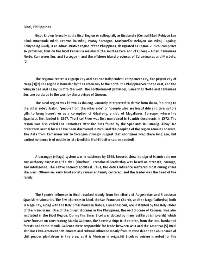 Bicol Background | PDF | Southeast Asia | Philippines