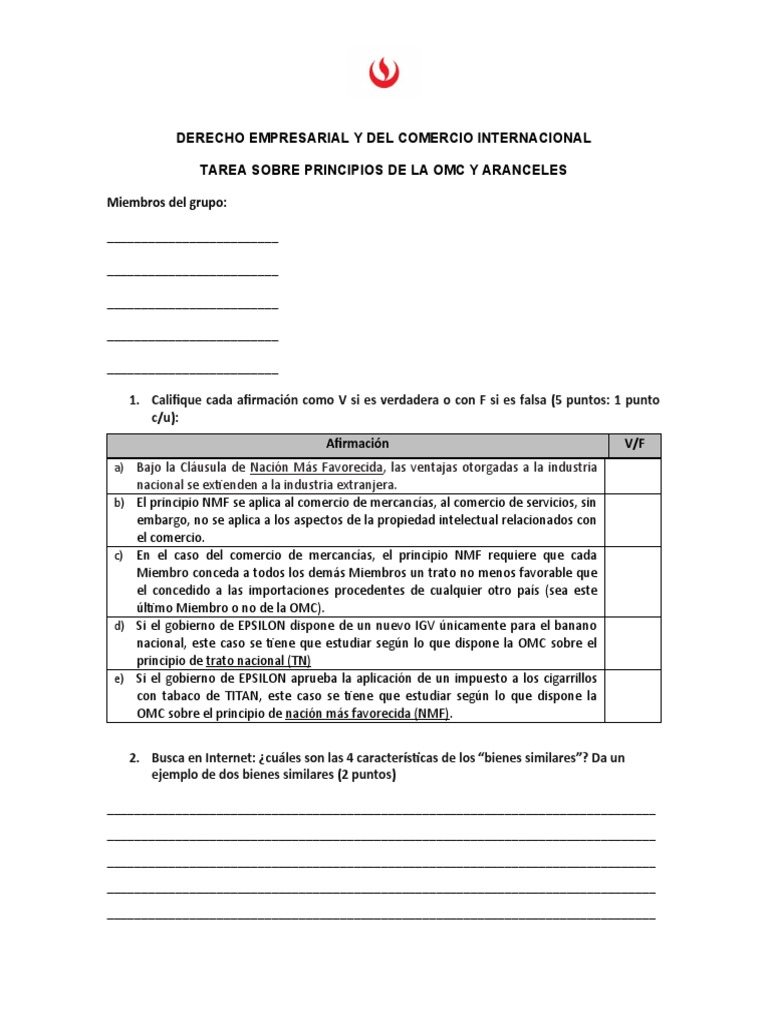 Principios de la OMC y Aranceles en Comercio | PDF | Nación más ...