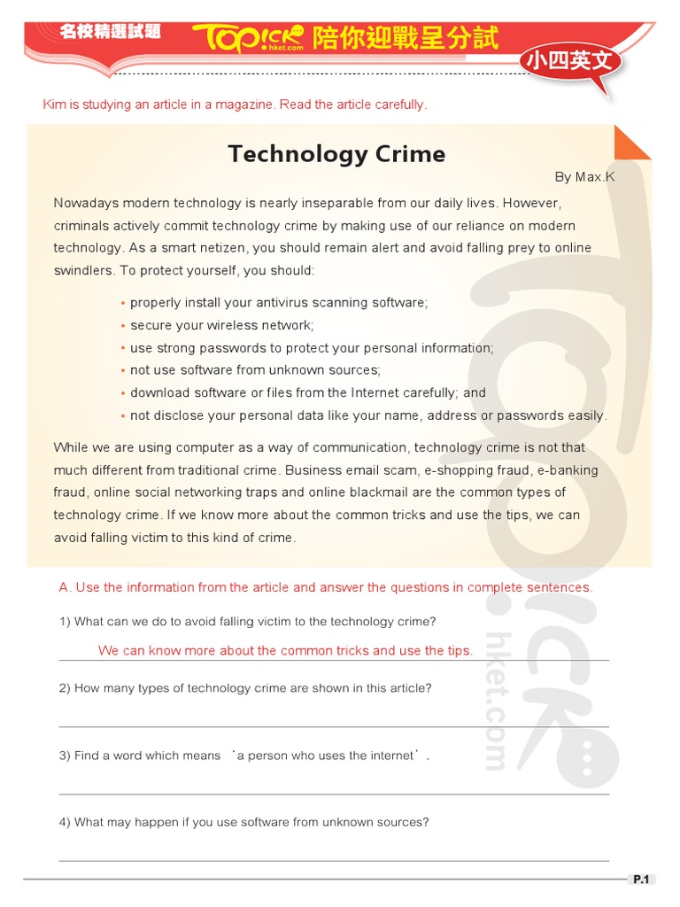 English - 22 - Exercise P4 From Topick | PDF | Internet | Computer Network