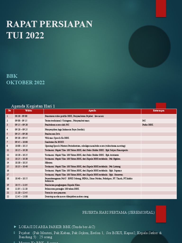 Rapat Persiapan TUI 2022 - 3 (Tambahan Layout) | PDF