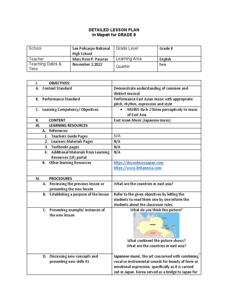 Lesson Plan Mapeh | Download Free PDF | Performing Arts Lesson Plan Mapeh | Download Free PDF | Performing Arts