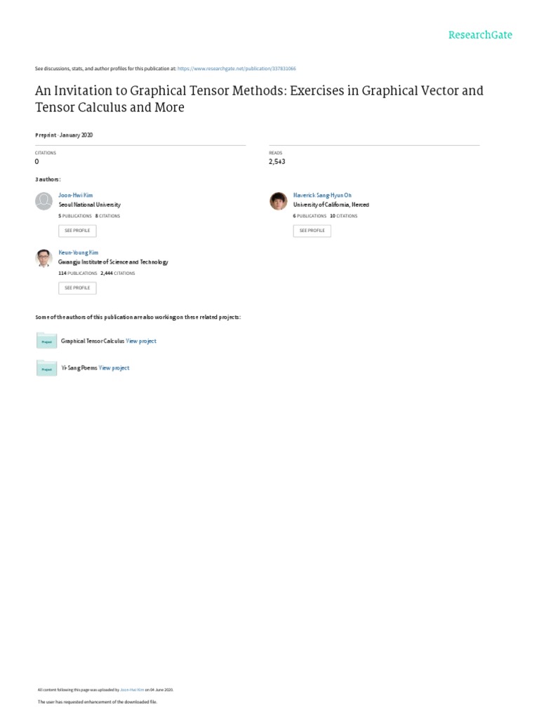 An Invitation To Graphical Tensor Methods | PDF | Divergence | Tensor