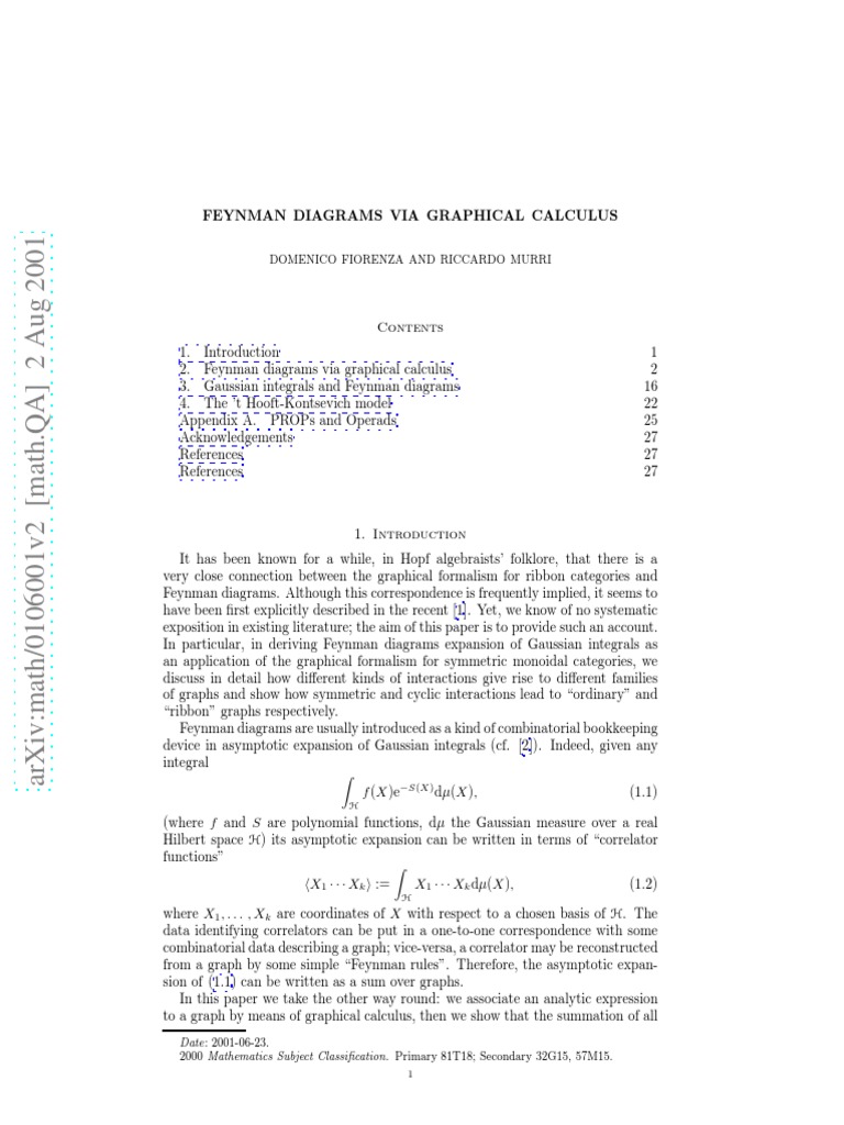 Feynman Diagrams Via Graphical Calculus | PDF | Linear Map | Vector Space