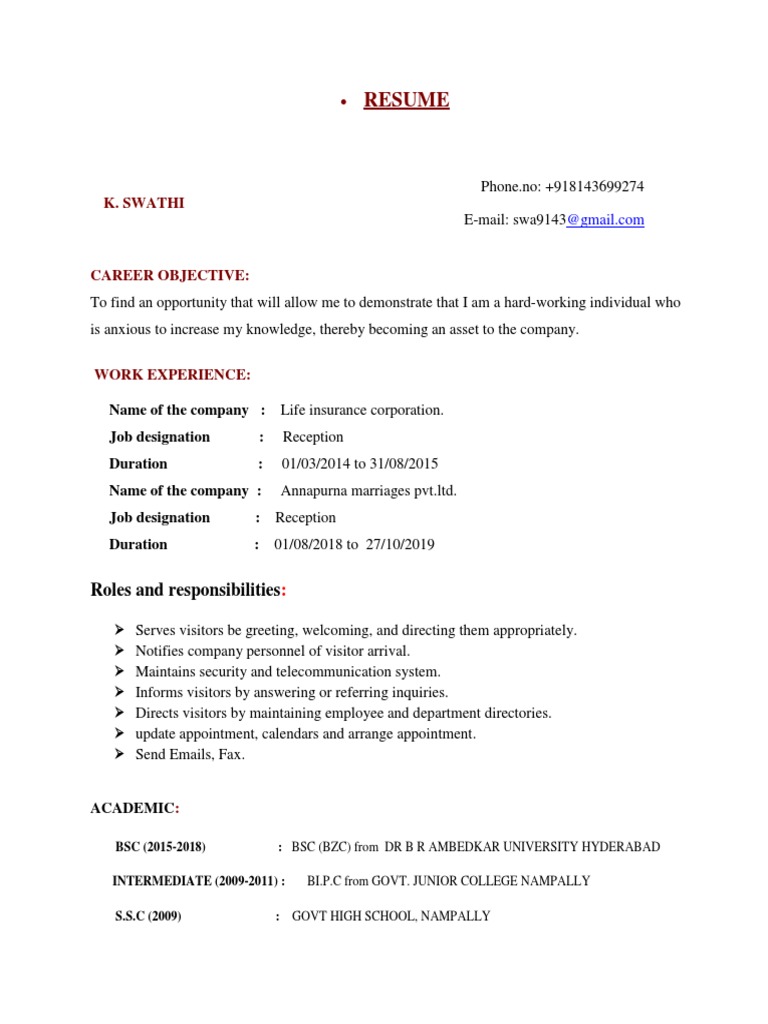Resume: K. Swathi | PDF | Learning | Cognition
