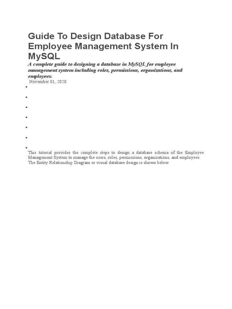 Guide To Design Database For Employee Management System in MySQL | PDF ...