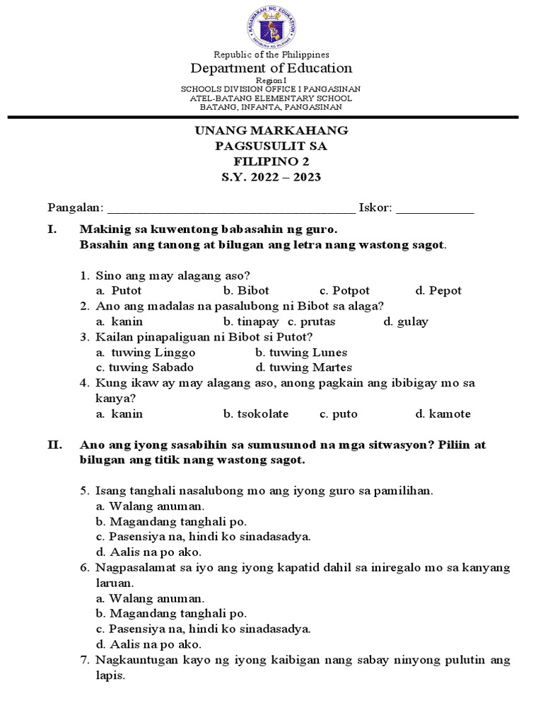 Filipino Periodical Test 2 | PDF