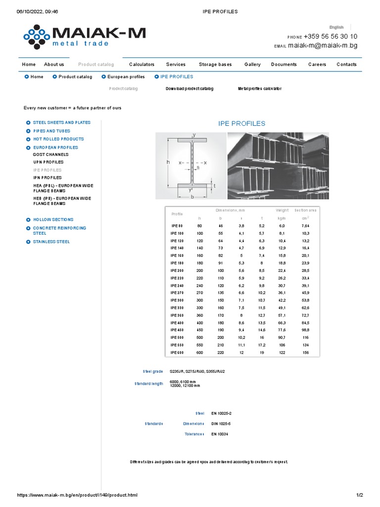 Product Catalog: Ipe Profiles | PDF | Economic Sectors | Civil Engineering