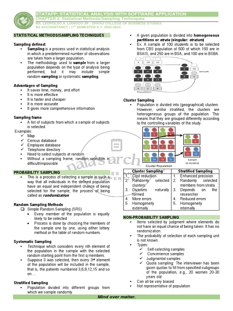 Lecture 2 Statistical Methods And Sampling Techniques Pdf Sampling Statistics Statistics