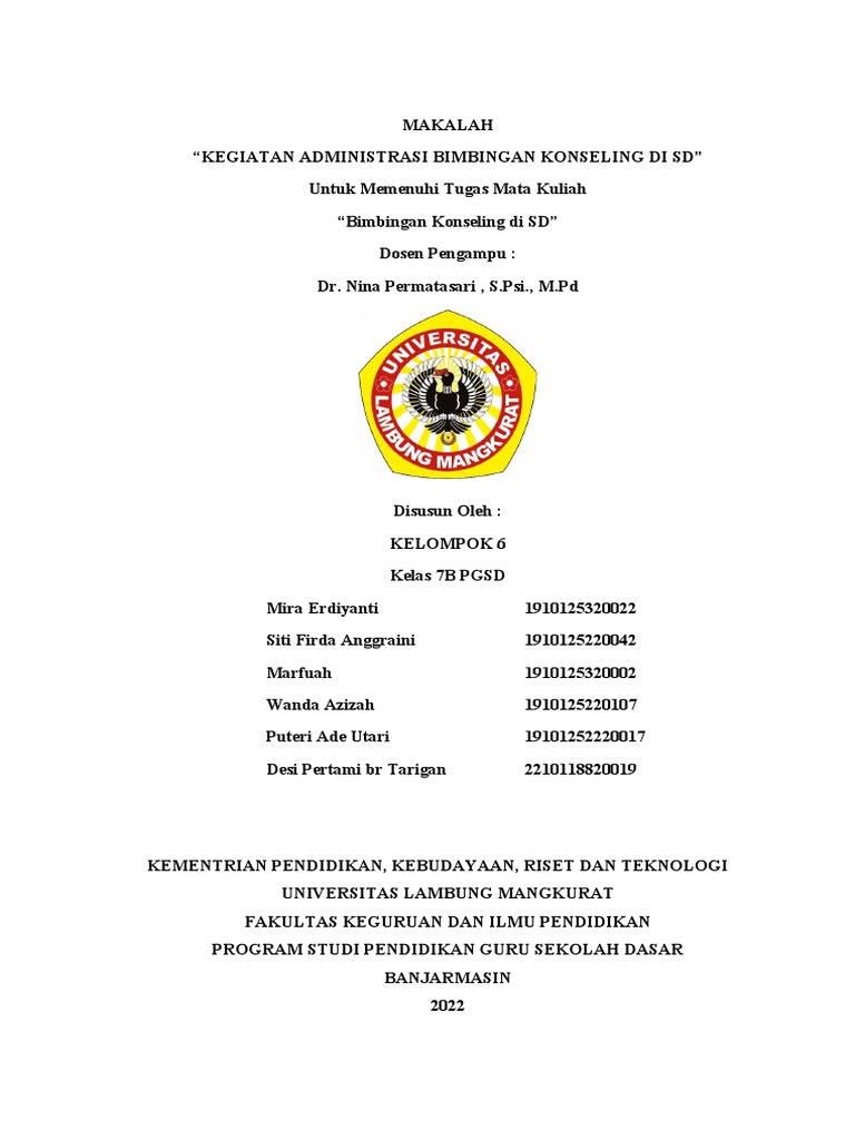 6 ( Kegiatan Administrasi BK Di SD) Kelas 7B Baru | PDF