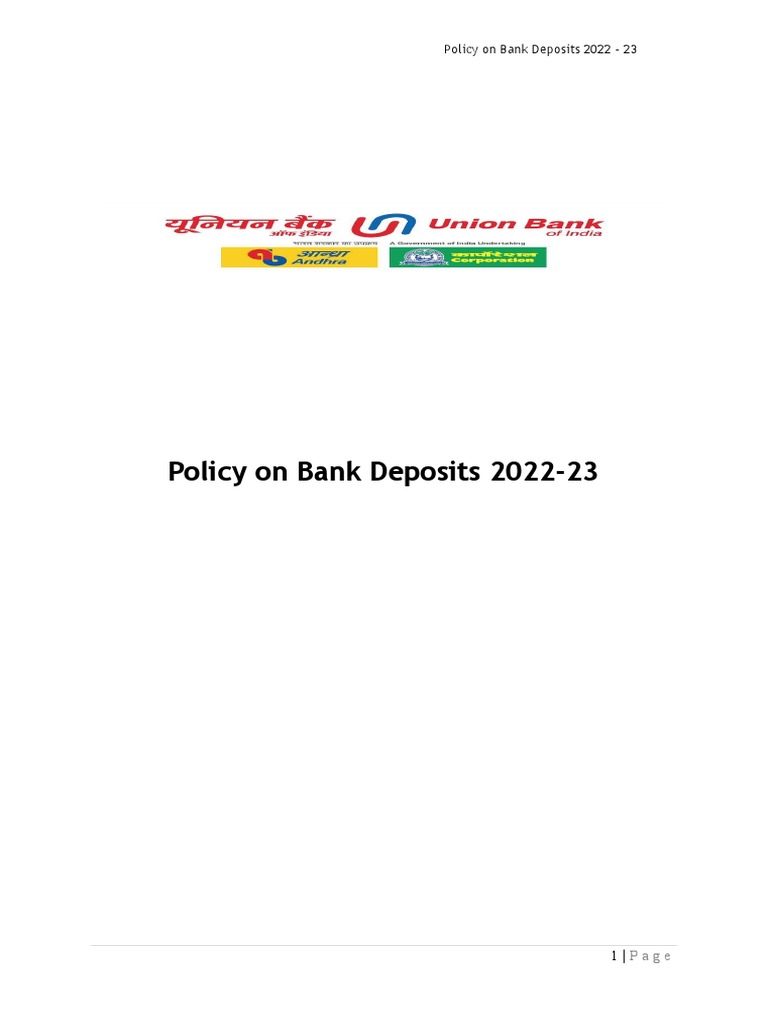 Policy On Bank Deposit | PDF | Deposit Account | Banks