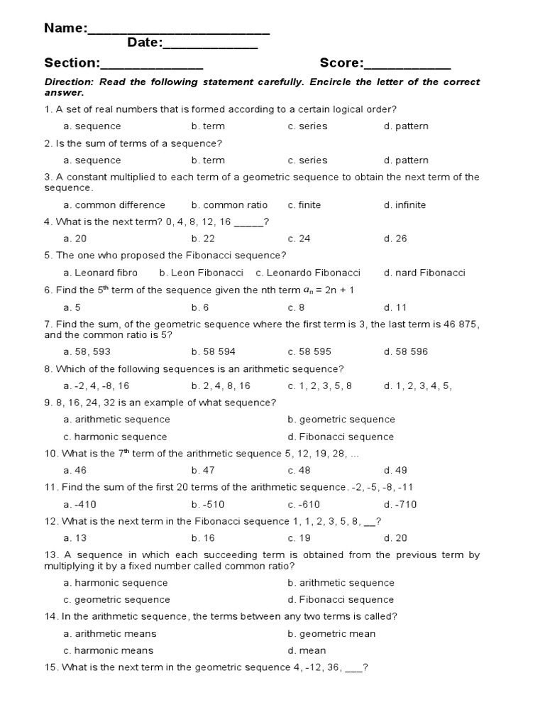 Math Grade 10 | PDF | Mean | Sequence