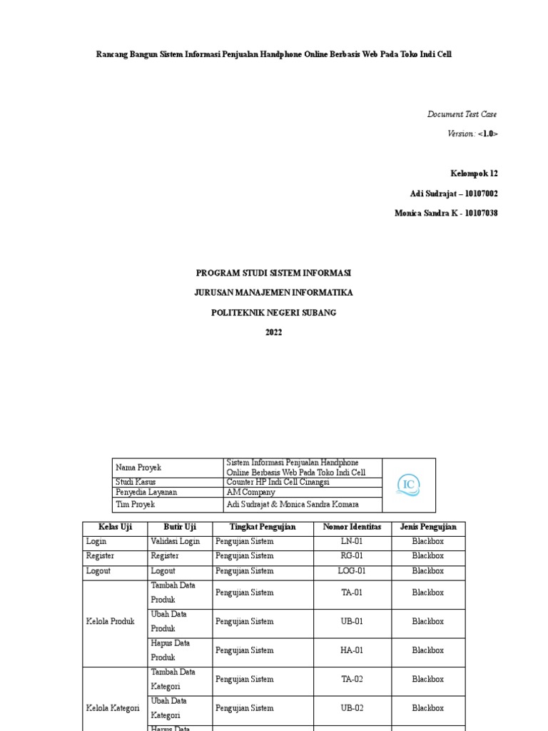 Stc Document Test Case Kelompok 12 Pdf