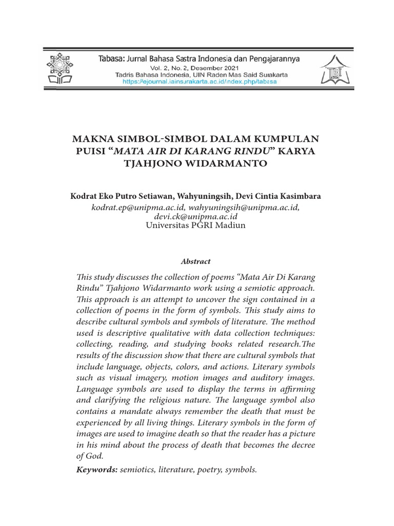Makna Simbol dalam Puisi MADKR | PDF | Ilmu Sosial | Seni & Disiplin Bahasa