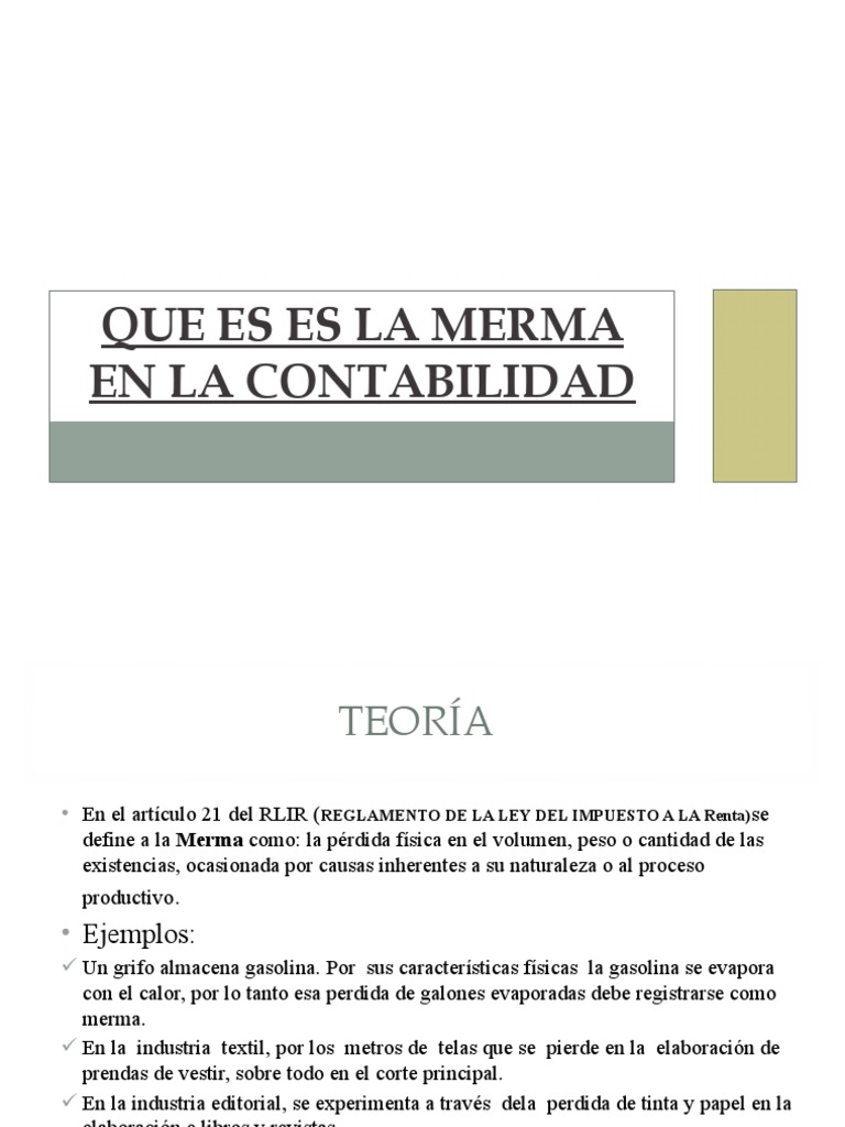 Que Es Es La Merma en La Contabilidad | PDF