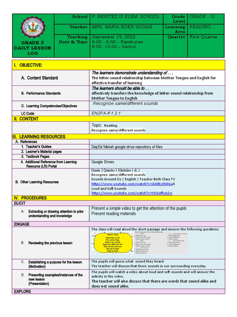 DLL Sept 19 English III | PDF | Learning | Teaching Method