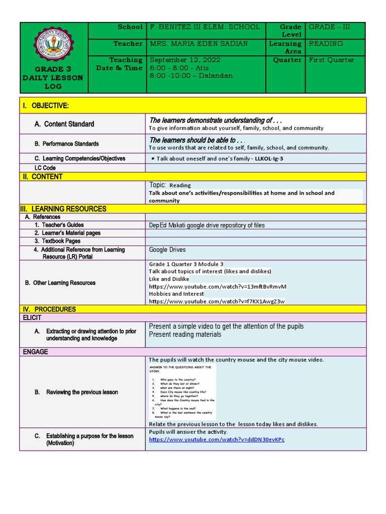 DLL Sept 13 English III | PDF | Learning | Teaching Method