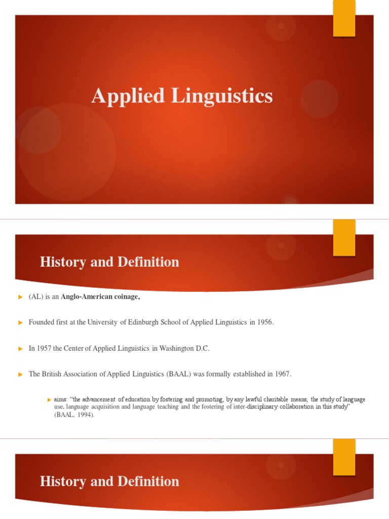 Applied Linguistics Presentation | Download Free PDF | Linguistics | Language Acquisition