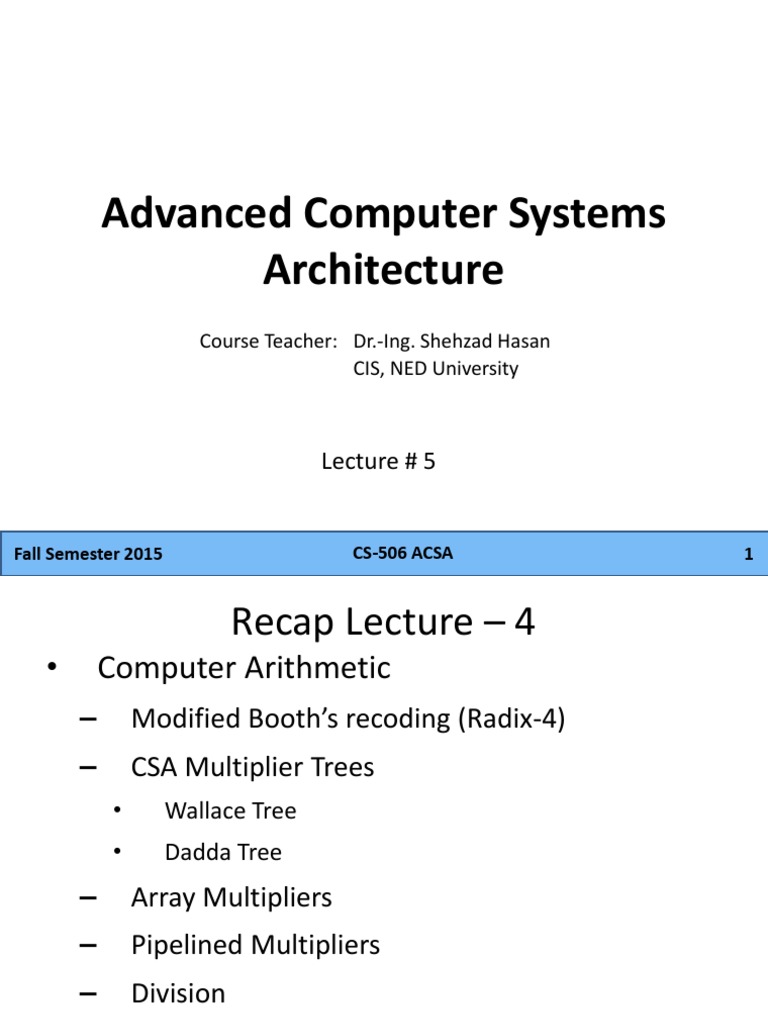 Advanced Computer Systems Architecture Lect 5 Pdf Computer Science Elementary Mathematics