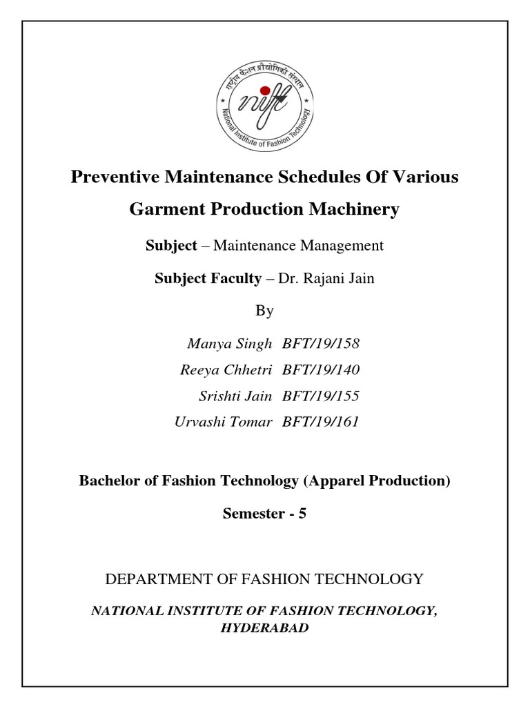Maintenance Management Assignment | PDF | Sewing Machine | Machines
