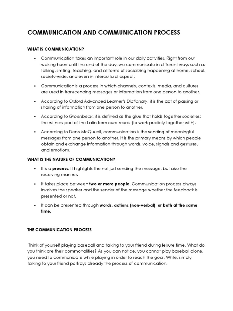 Understanding Communication Process | PDF | Communication | Nonverbal Communication
