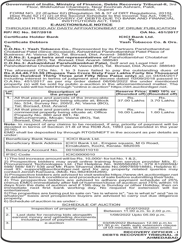 YASH TOBACCO Borsad | PDF | Auction