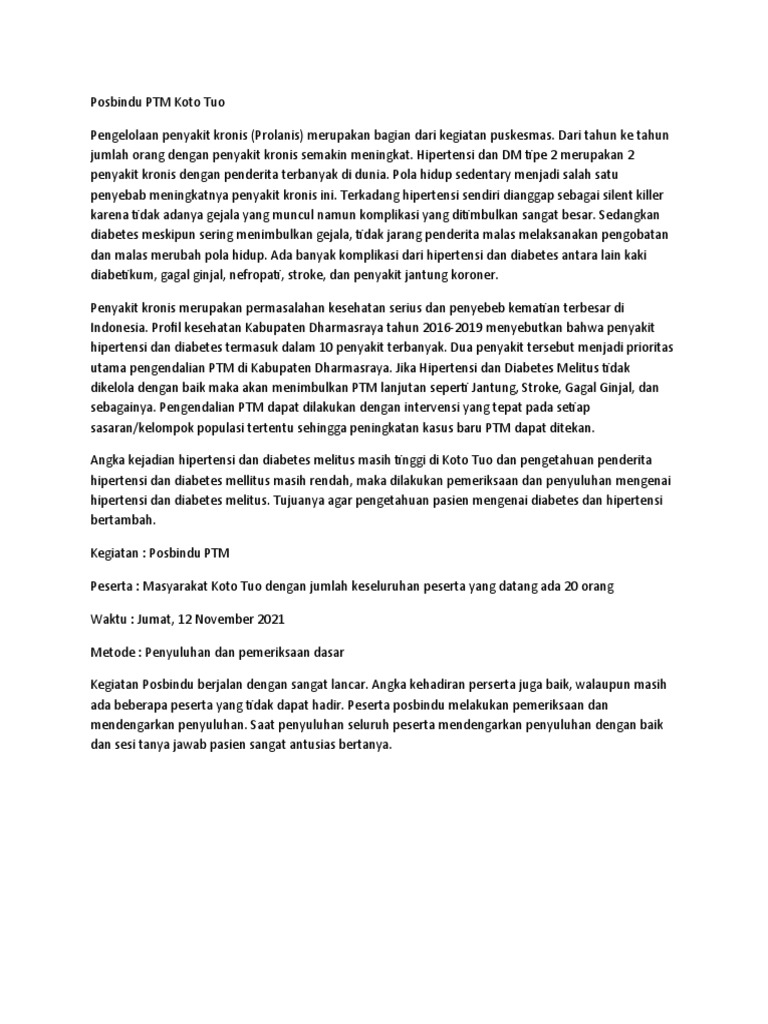 Borang Posbindu PTM F5 | PDF