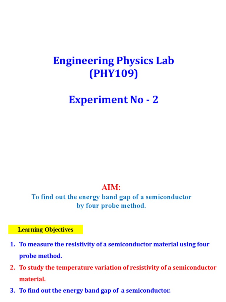 Experiment No - 2 - Four Probe Exp - For Students | PDF | Semiconductors | Band Gap