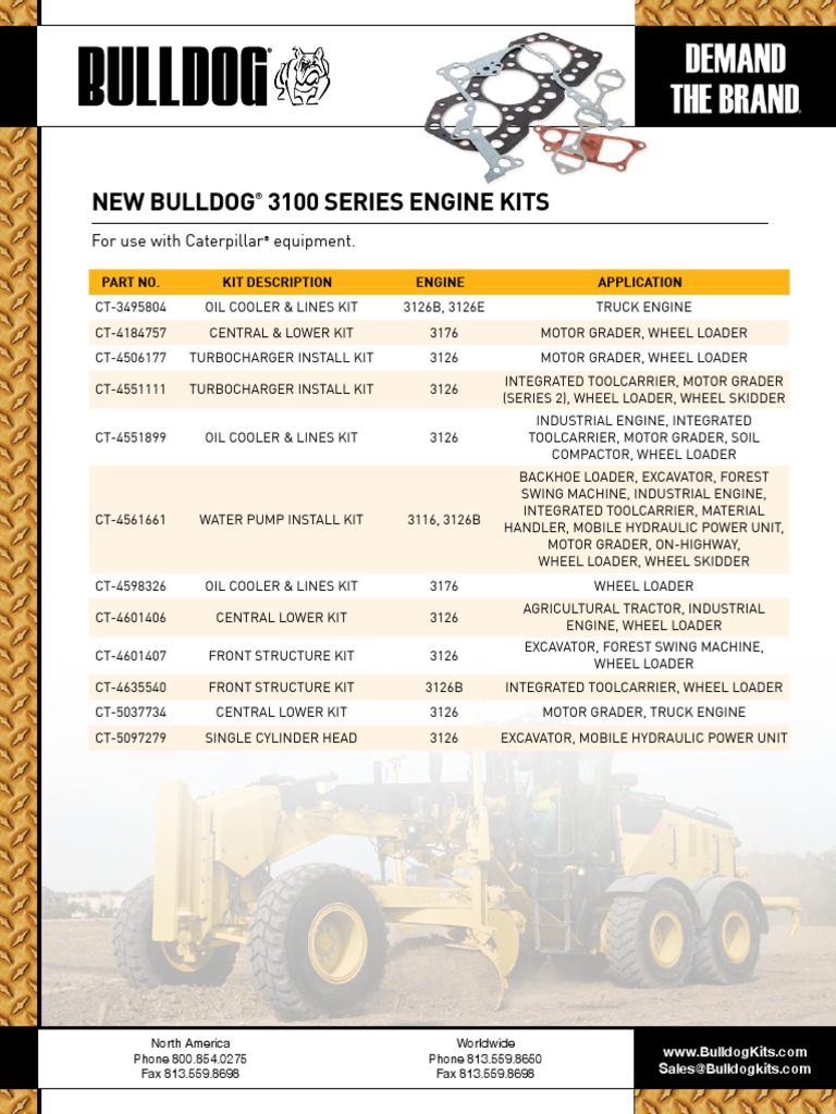 Bulldog Cat 3100 Series Engine Kits | PDF | Loader (Equipment ...