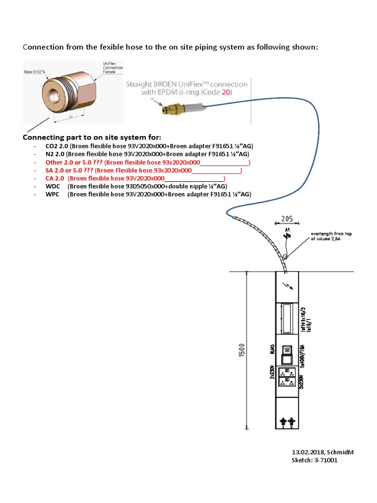 Connection From The Fexible Hose To The On Site Piping System As ...