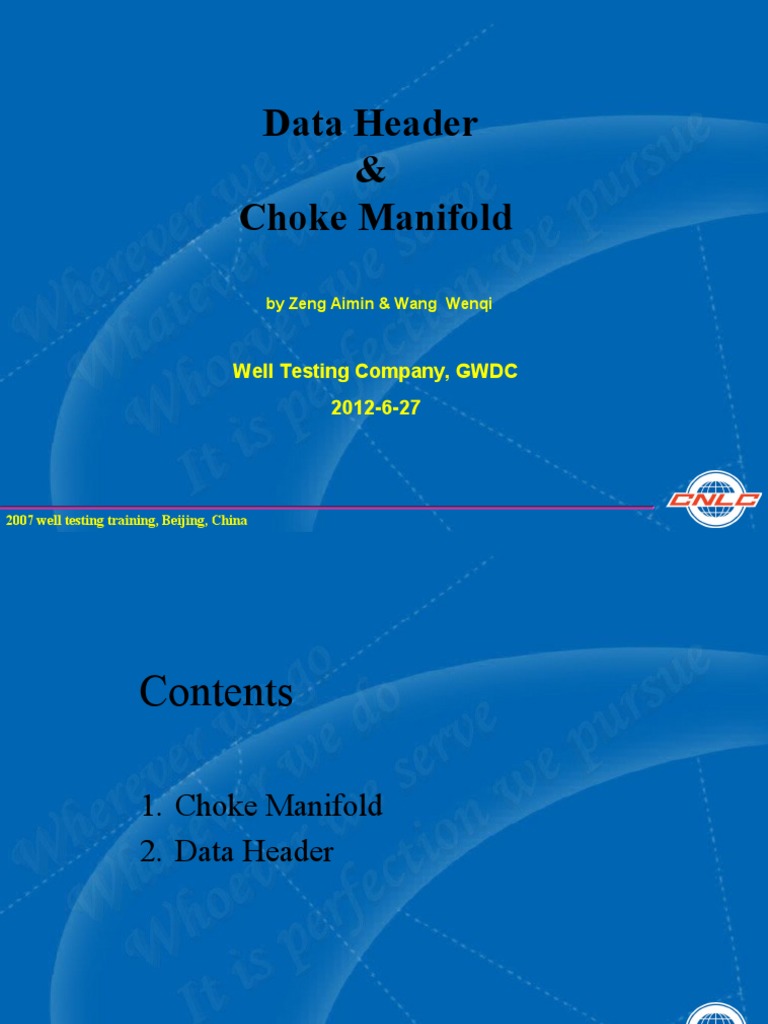 Data Header & Choke Manifold | PDF | Valve | Flow Measurement