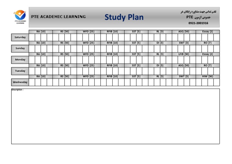Study plan-PTE | PDF