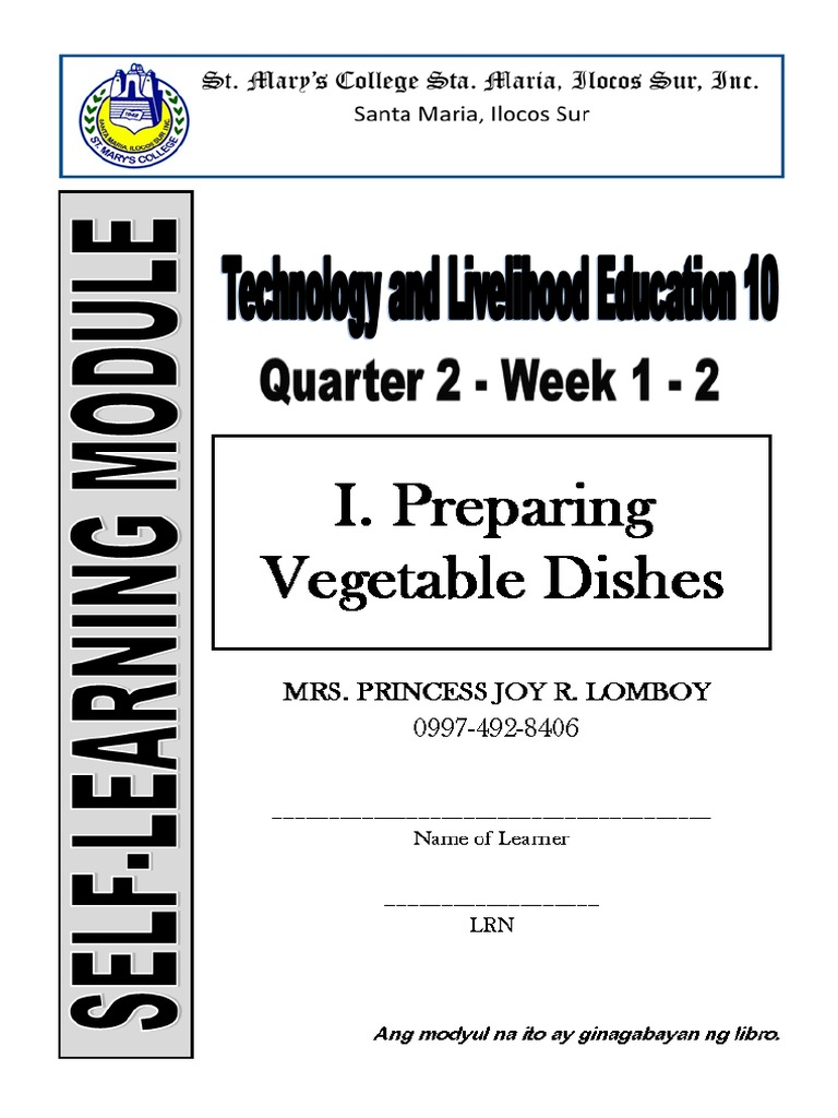 Tle 10 q2 Week 1-2 | PDF | Vegetables | Cooking
