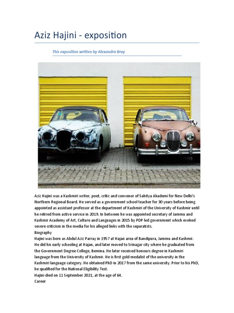 Aziz Hajini - Exposition | PDF | Indian Literature | Kashmir