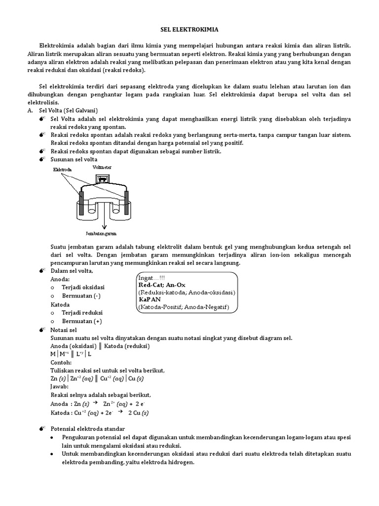 Modul SEL ELEKTROKIMIA - Edit | PDF | Metode & Bahan Ajar | Sains & Matematika