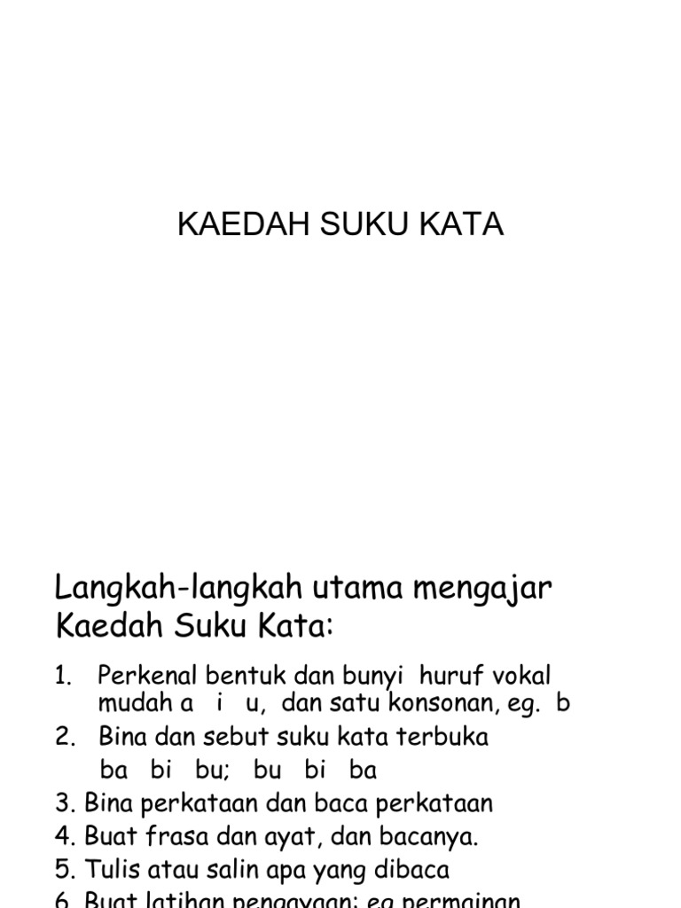 Suku Kata Kaedah | PDF