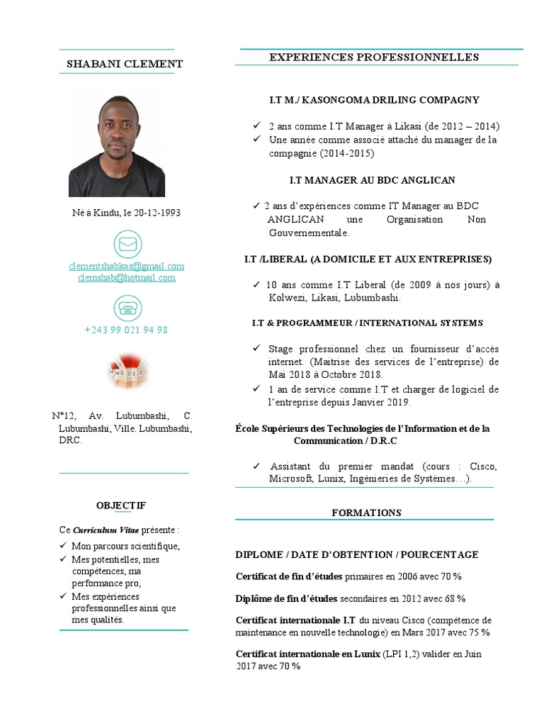 Cv-Shabani Clement | PDF | Informatique | Logiciel