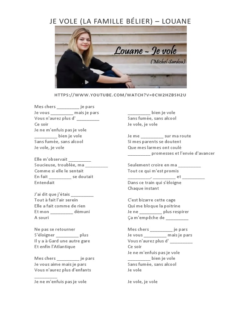"Je vole - Louane : Analyse des paroles" | PDF