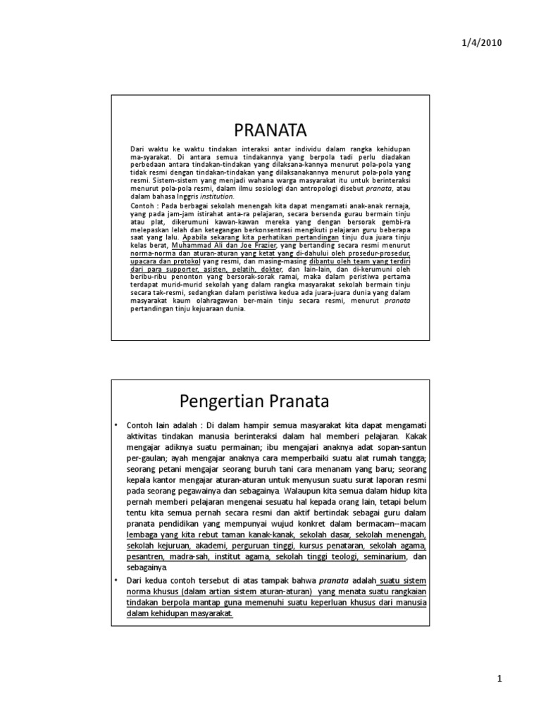 Pengertian dan Macam Pranata | PDF | Ilmu Sosial