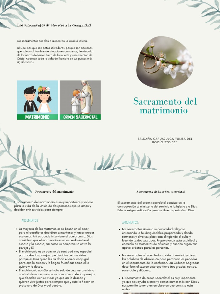 Diptico - Sacramento Del Matrimonio | PDF | Sacramentos | Sacerdote