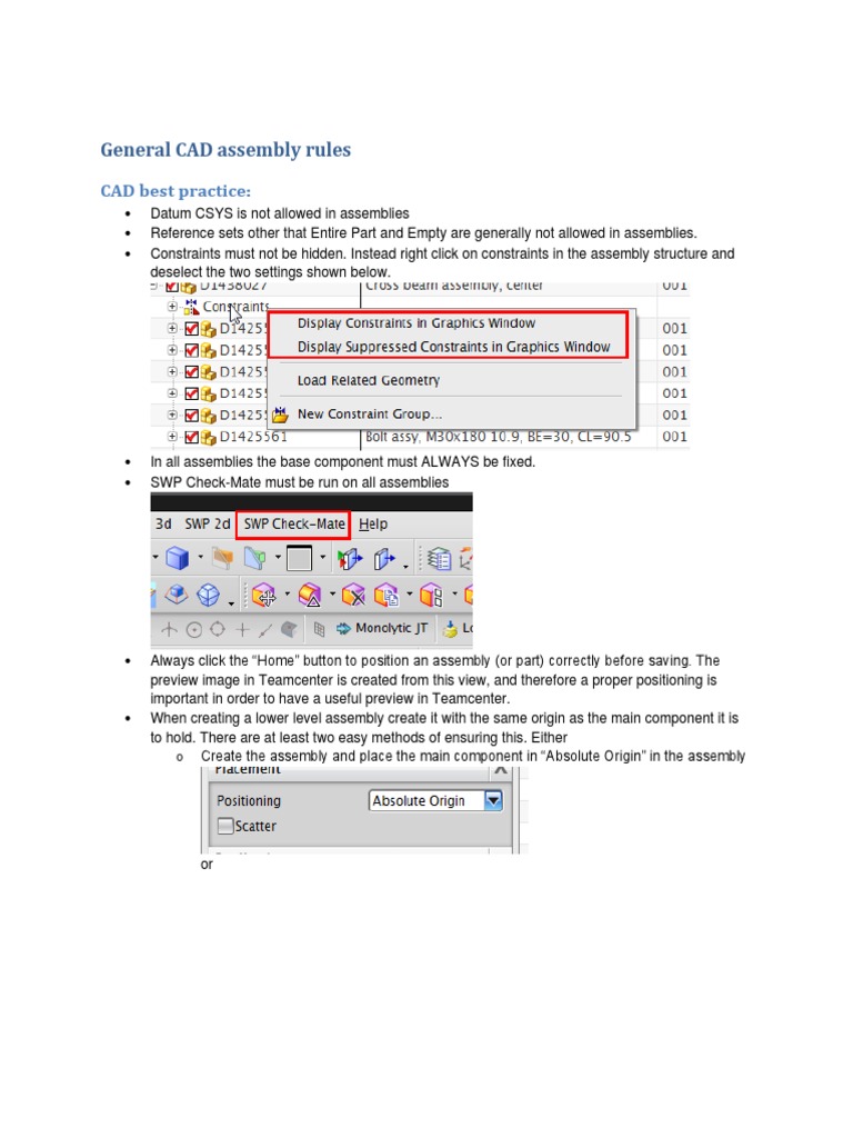 General CAD Assembly Rules | PDF | Screw