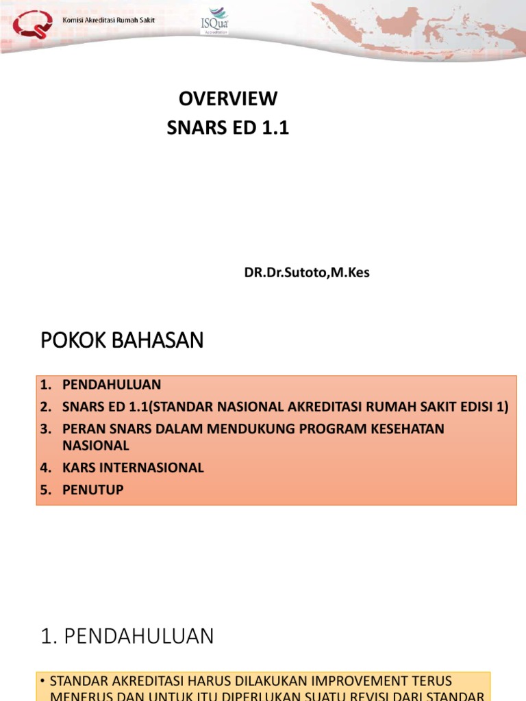 OVERVIEW SNARS ED 1.1. DR - Dr.Sutoto, M.Kes | PDF