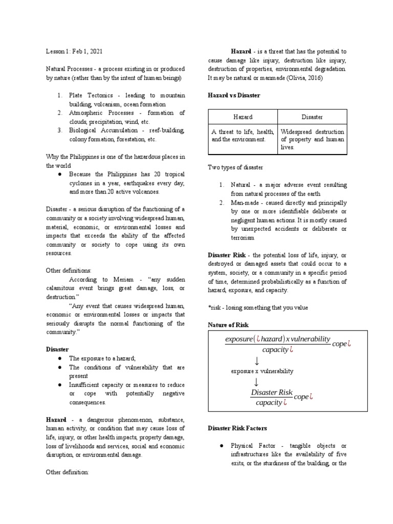 DRRR Notes | PDF | Hazards | Natural Disasters