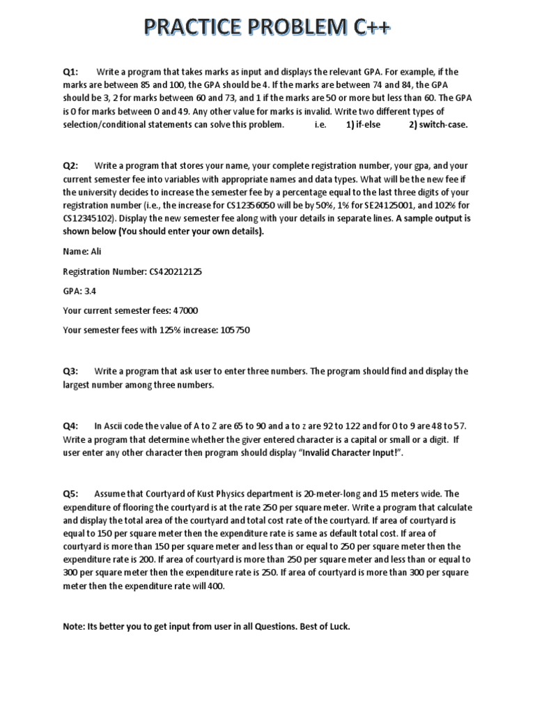 Questions C++ If Else | Download Free PDF | Computer Engineering ...