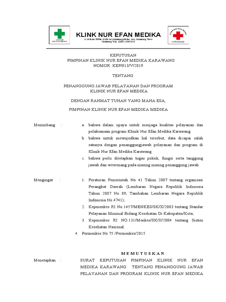 1.2.1 EP3 Uraian Tugas Penanggung Jawab Klinik | PDF