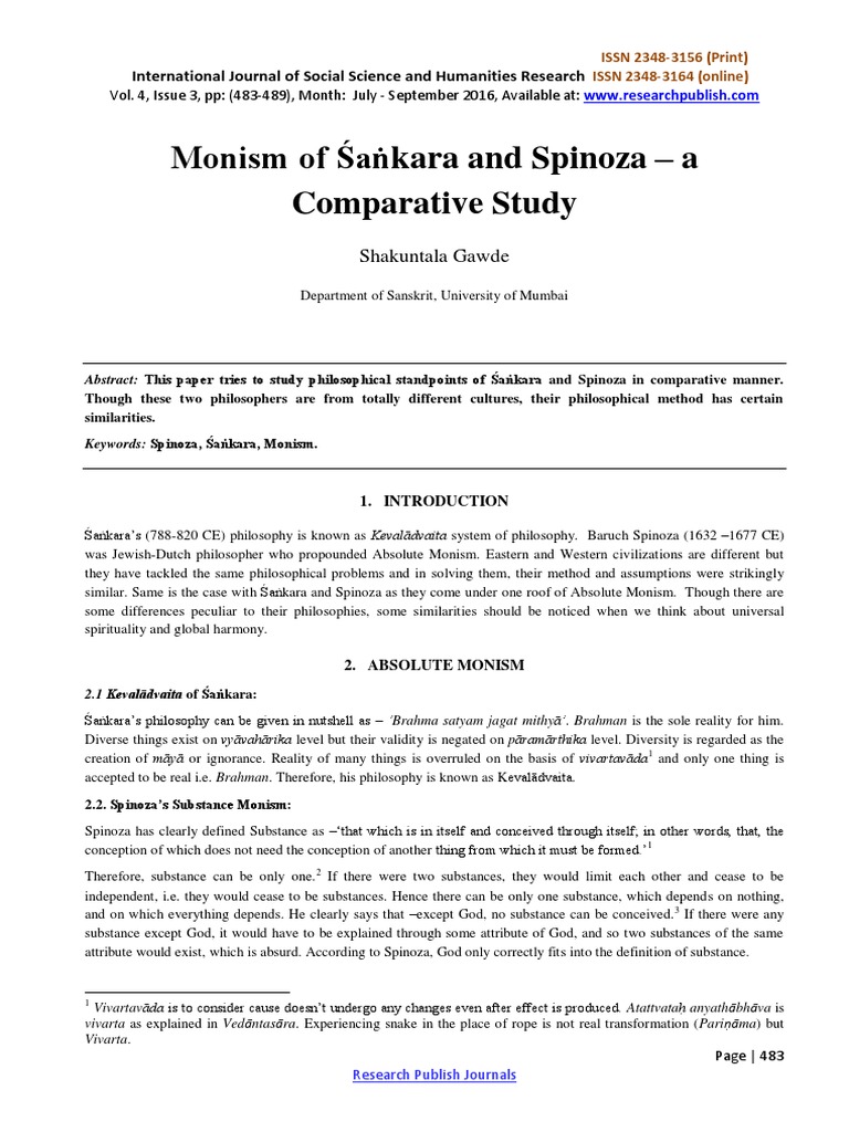 Monism of Shankara and Spinoza | PDF | Pantheism | God