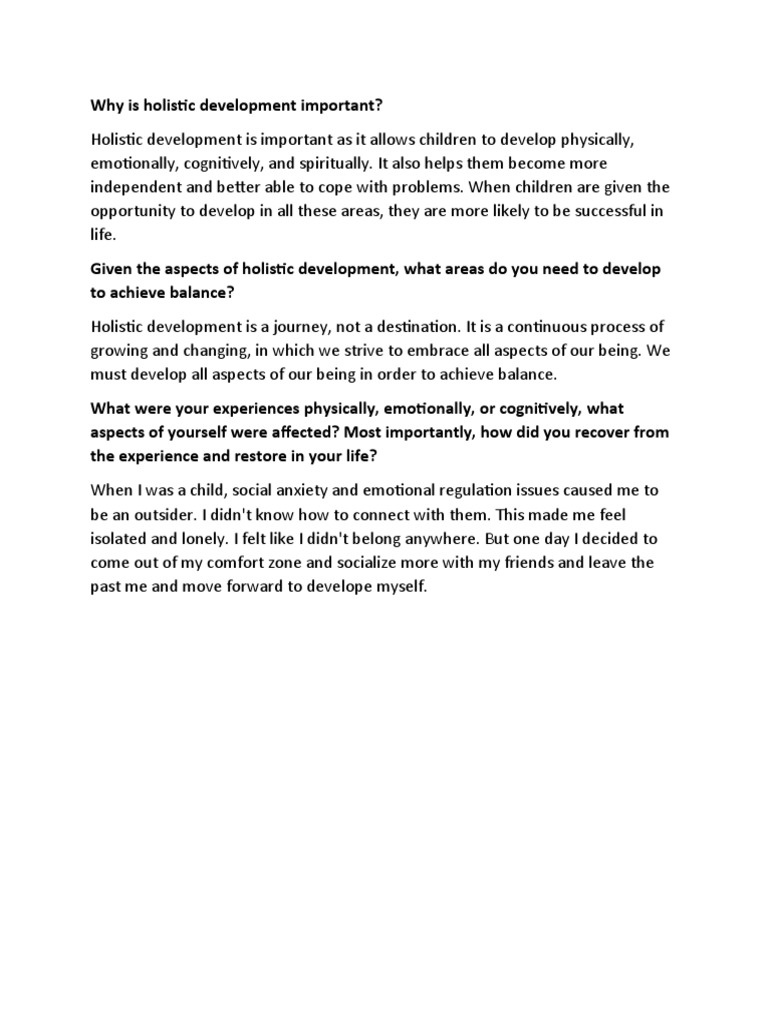 Why Is Holistic Development Important | PDF