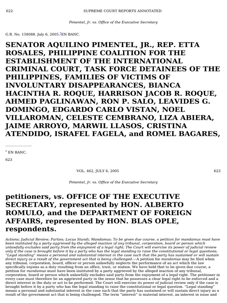 W4 - 11 Pimentel, Jr. v. Office of The Executive Secretary, GR 158088 ...