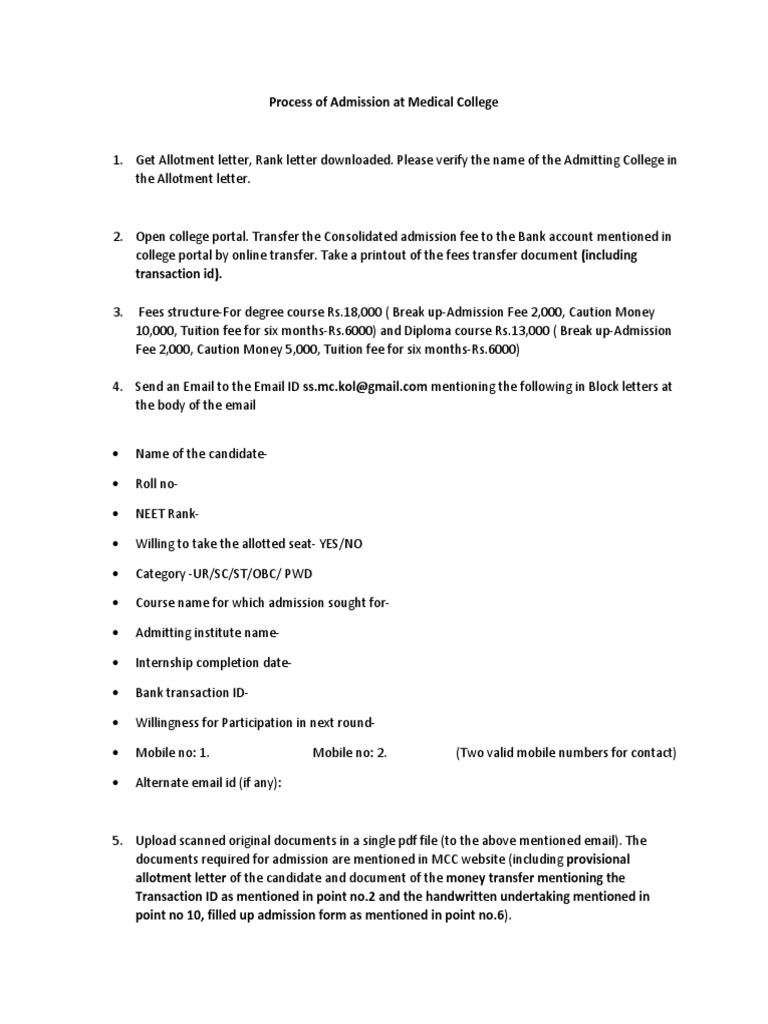 Admission Flow Chart | PDF