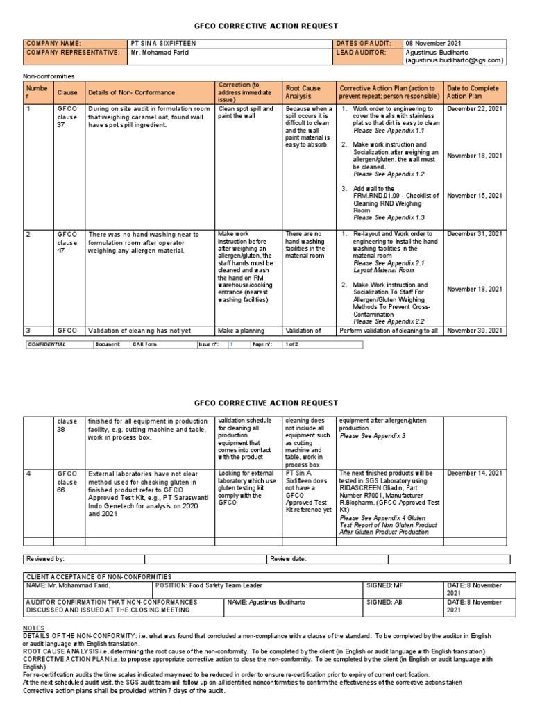 c1 v1 Gfco Car Form | PDF | Audit | Business