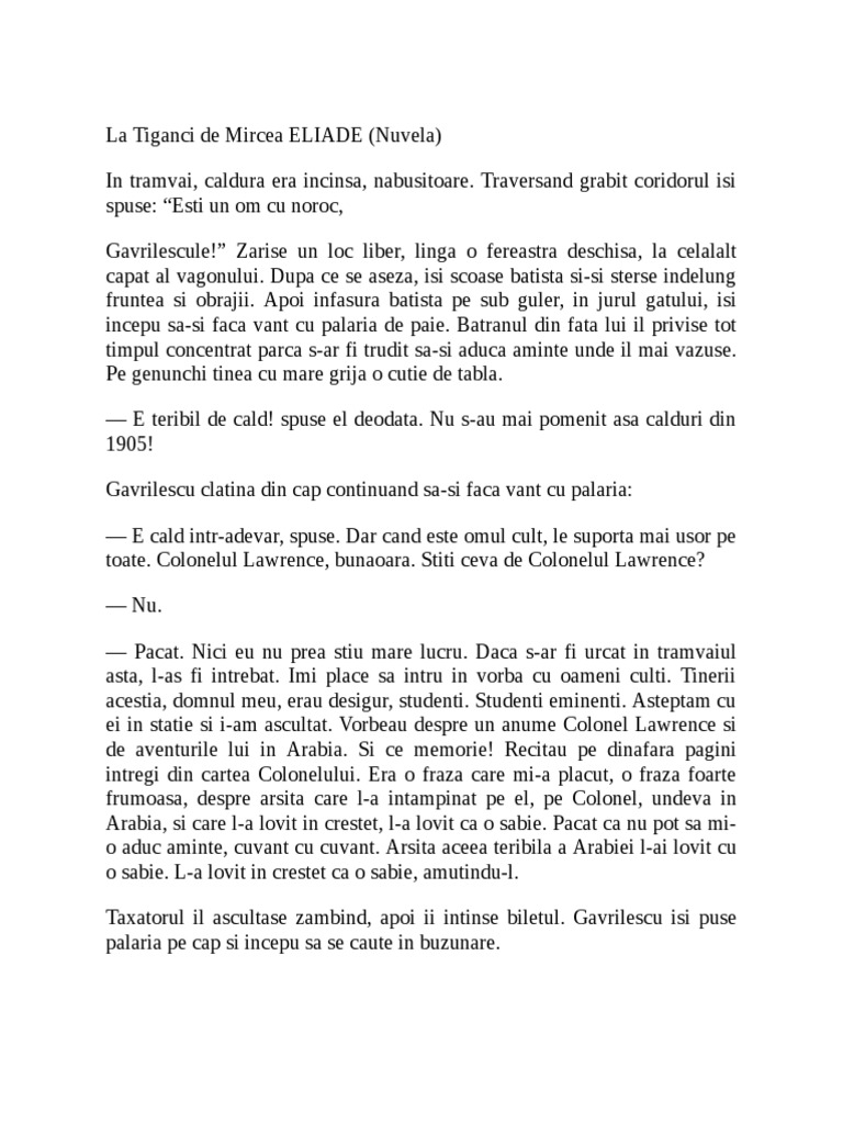 La Tiganci Mircea Eliade | PDF